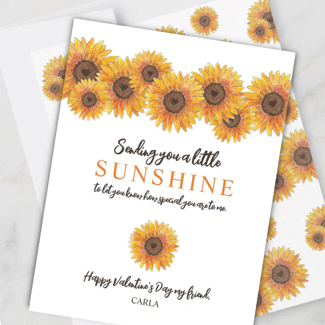 Sunflowers Valentine's Day Holiday Card | Zazzle