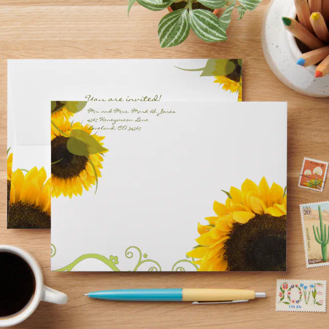 SunFlowers Wedding Envelopes | Zazzle