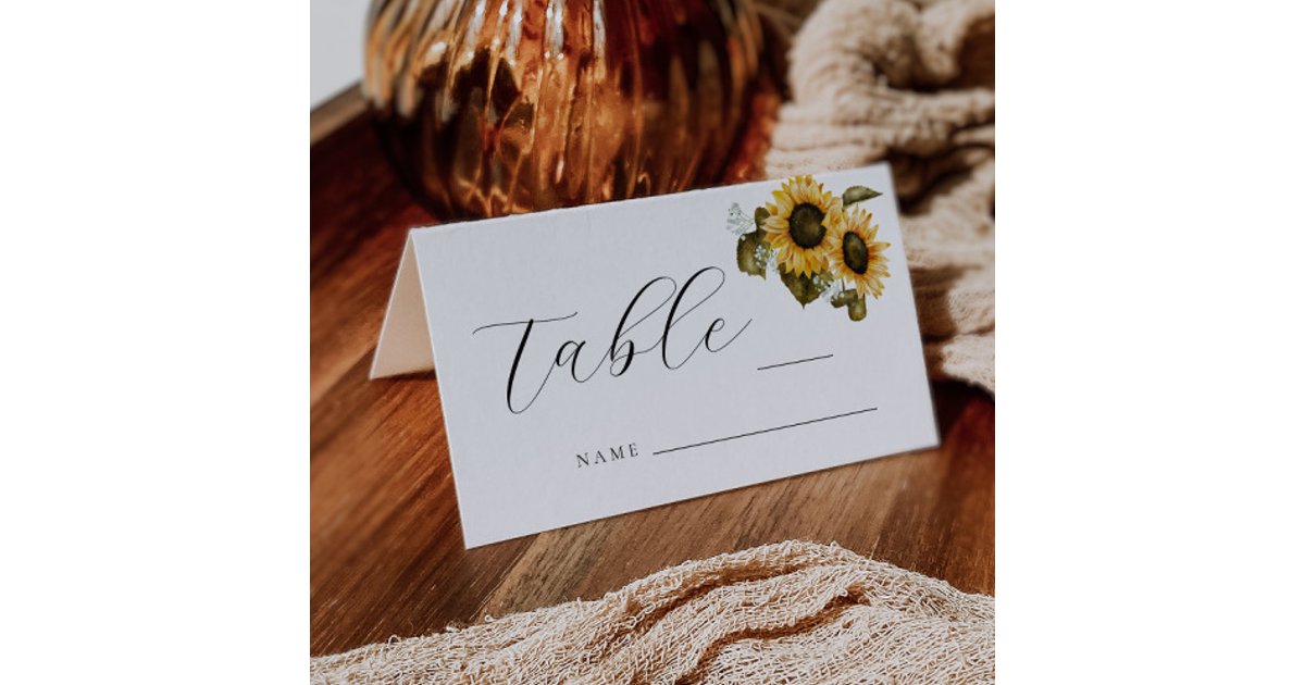 Sunflowers Wedding Table Number Place Card | Zazzle