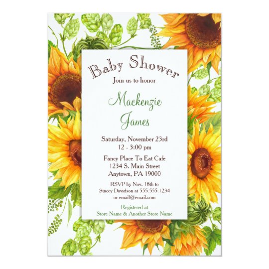 Sunflowers Yellow Floral Baby Shower Invitation | Zazzle.com