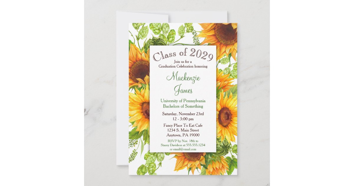 Sunflowers Yellow Floral Graduation Invitation | Zazzle