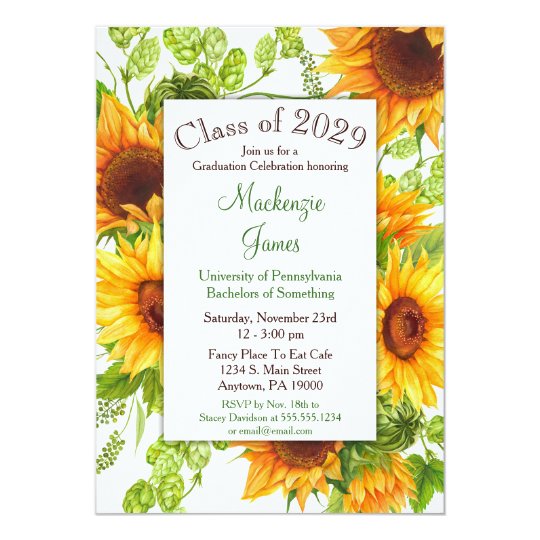 Sunflowers Yellow Floral Graduation Invitation | Zazzle.com