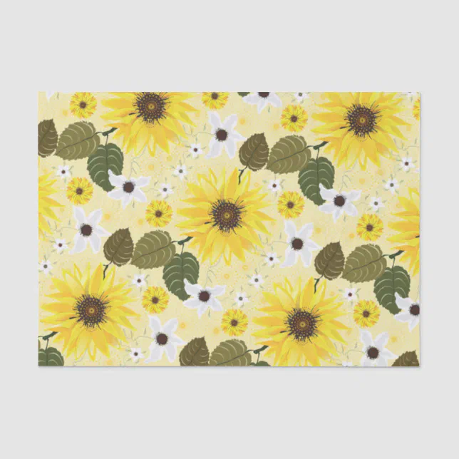 Sunflowers Yellow Tropical Floral Tissue Paper | Zazzle