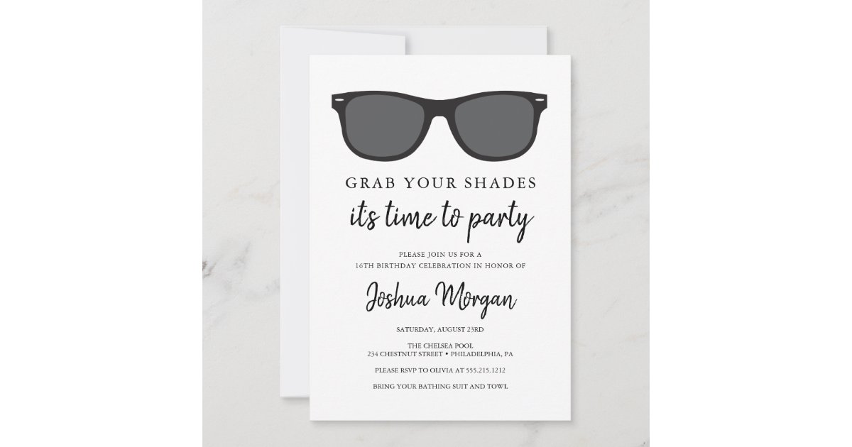 Sunglasses Birthday Party Invitation | Zazzle