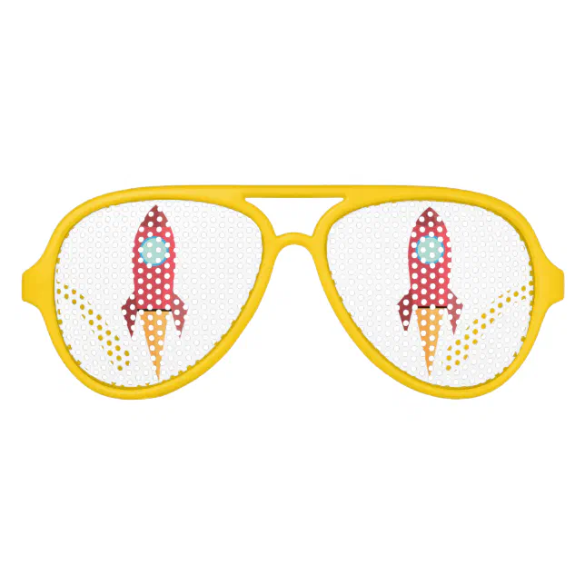 sunglasses with red rocket and yellow frame | Zazzle