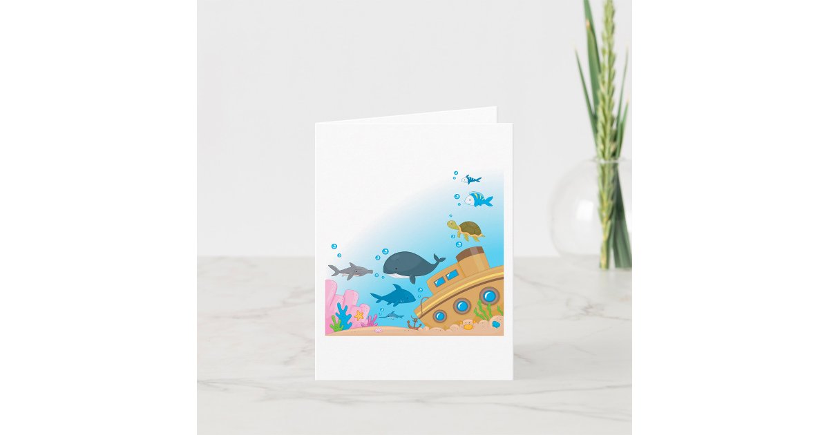 Sunken Ship And Fish Card | Zazzle