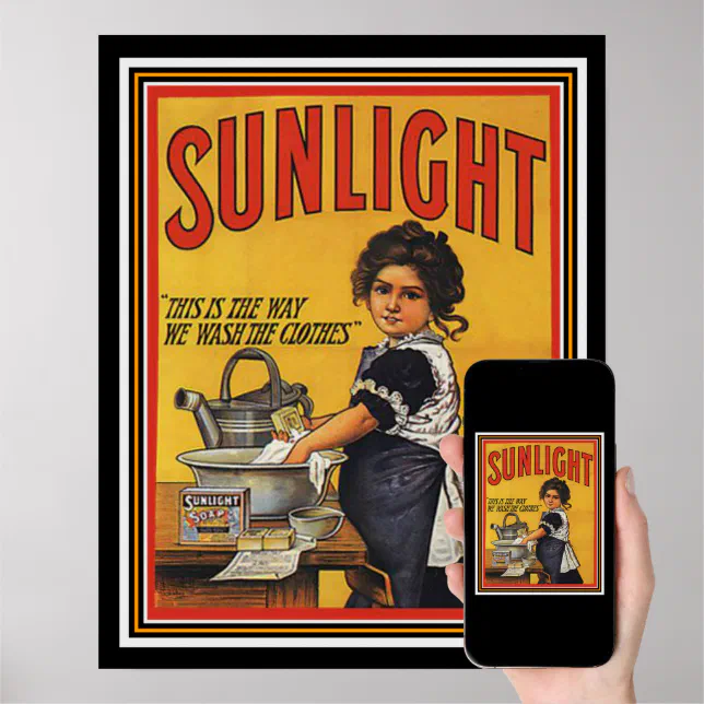 Sunlight Vintage Laundry Ad Poster 16 x 20 | Zazzle