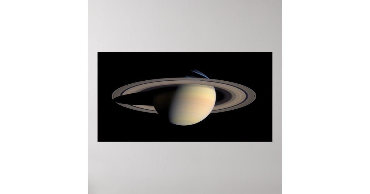 Sunlit Saturn Gas Giant Planet by Cassini Poster | Zazzle