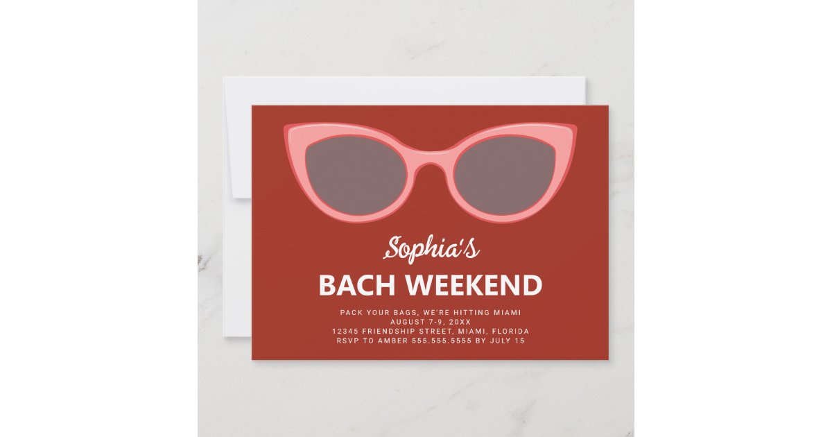 Sunnies Beach Bachelorette Weekend Invitation | Zazzle