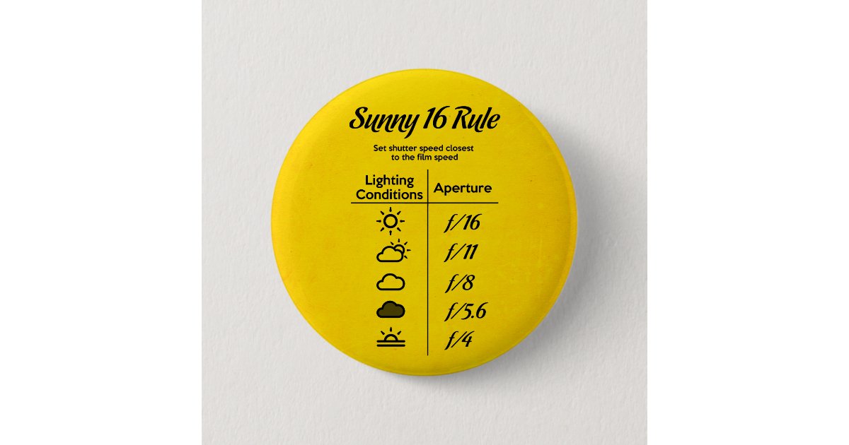 Sunny 16 rule button | Zazzle