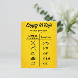 Sunny 16 rule postcard | Zazzle