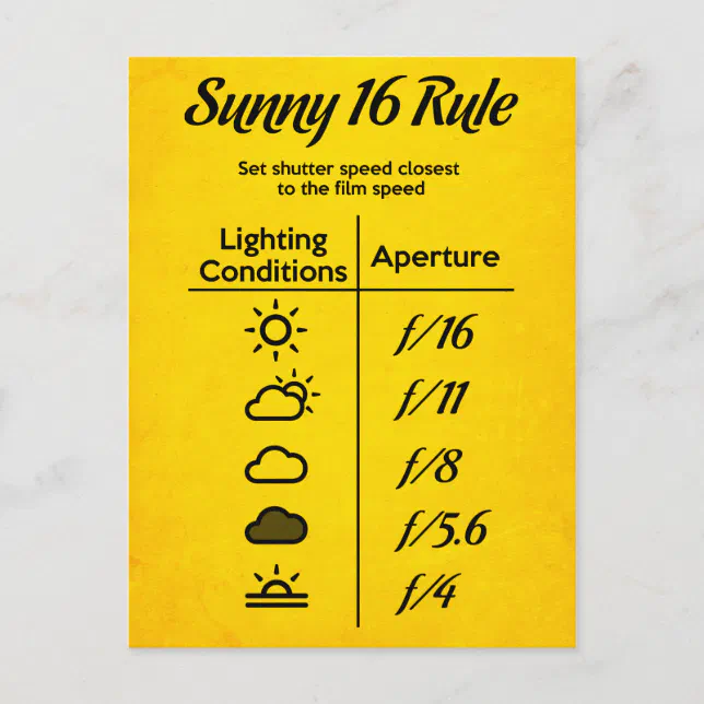 Sunny 16 rule postcard | Zazzle