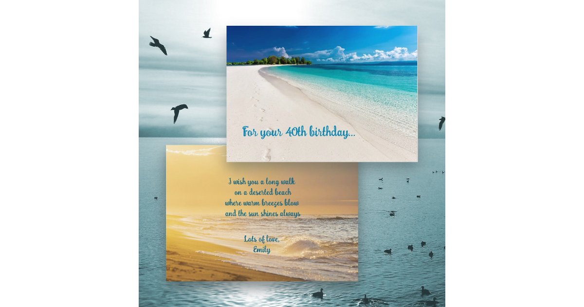 Sunny Beach Birthday Wishes Flat Greeting Card | Zazzle