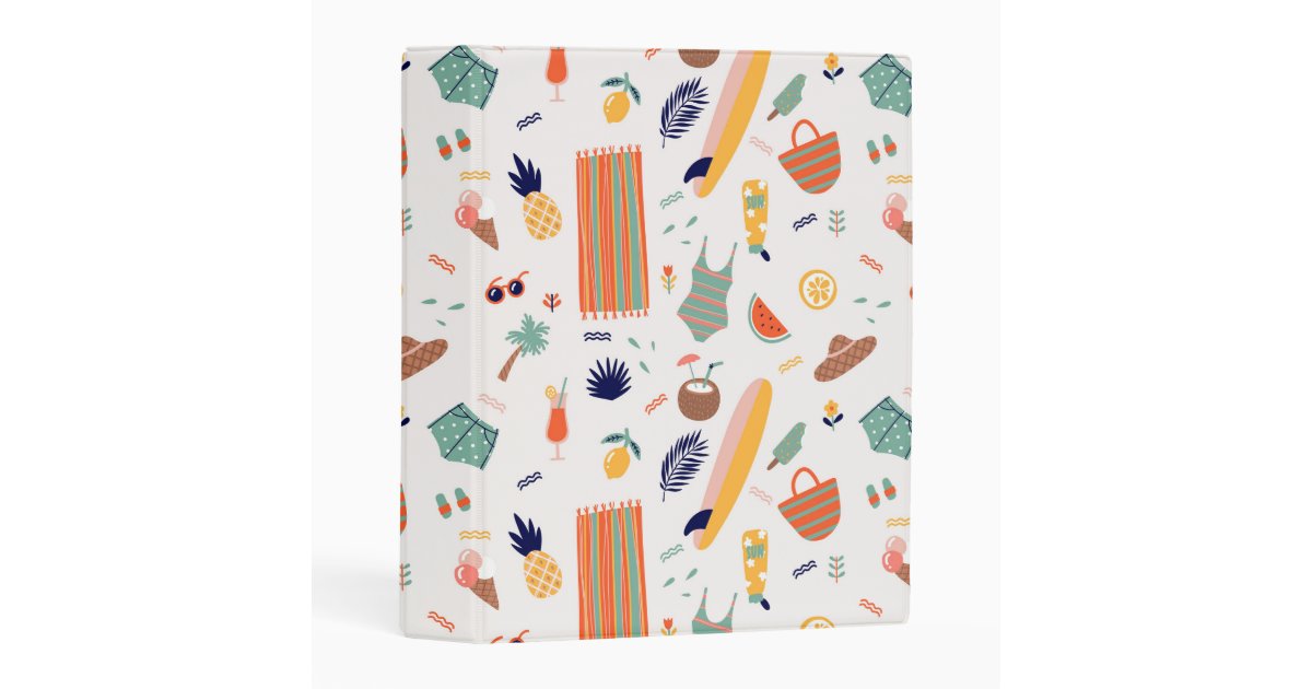 Sunny Beach Fun Pattern Mini Binder | Zazzle