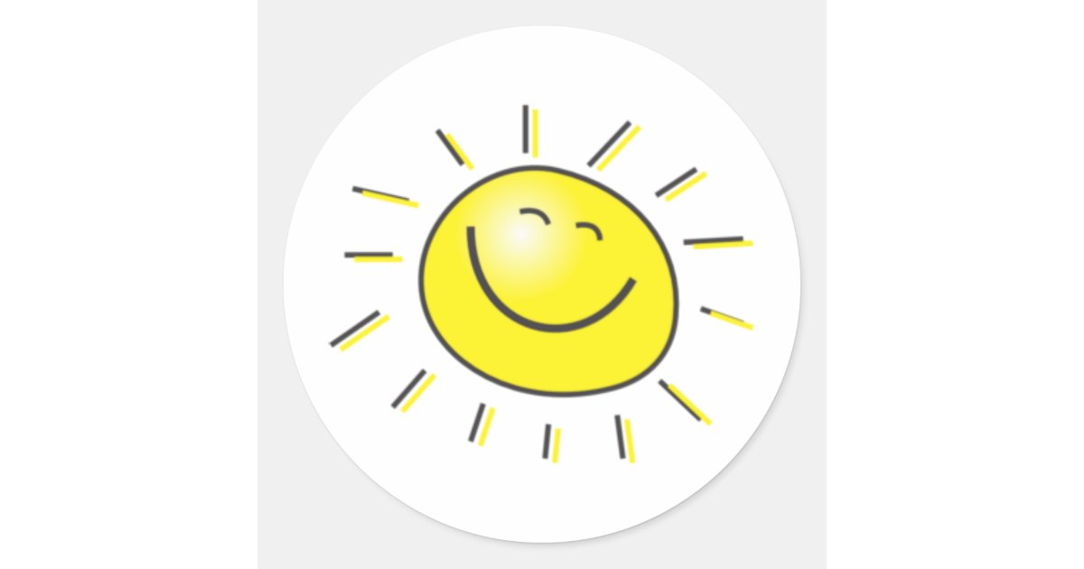 Sunny day, smiling sun, Day to smile! Classic Round Sticker | Zazzle