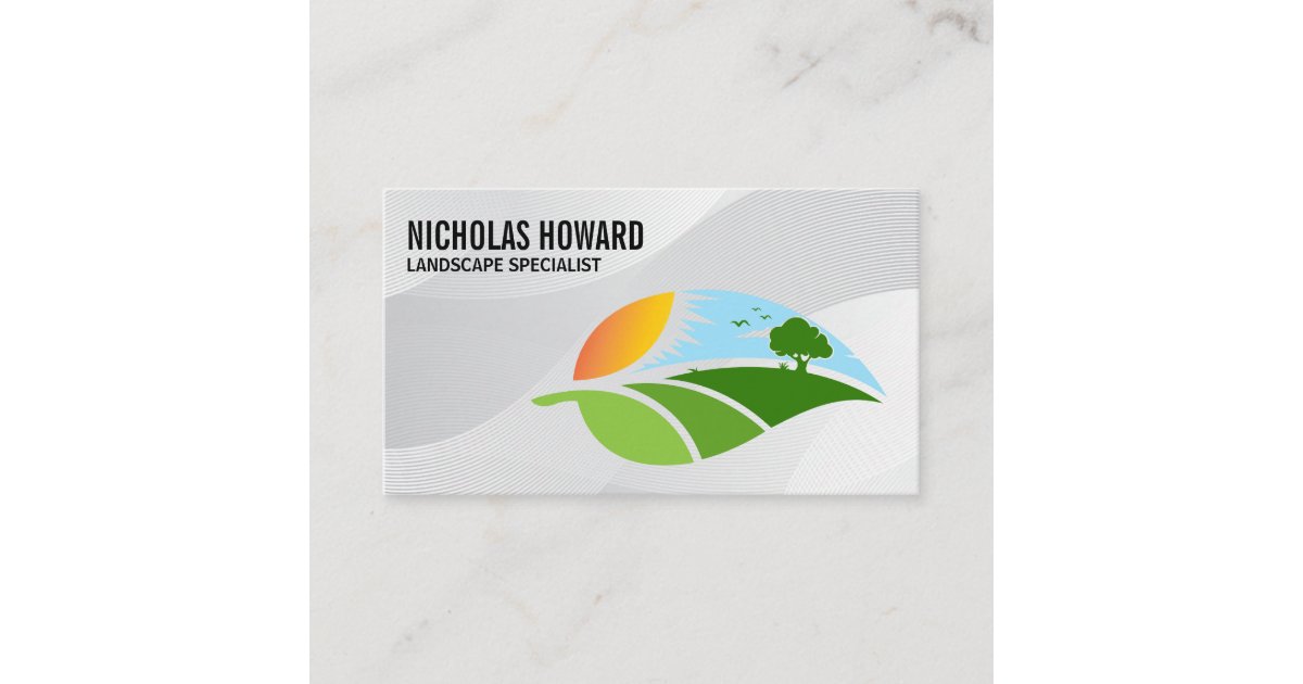 Sunny Landscape Scenery | Greenery Business Card | Zazzle