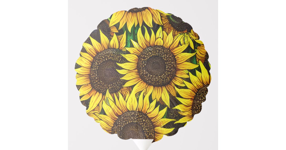 Sunny Large Sunflowers Pattern Balloon | Zazzle