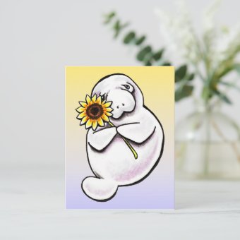 Sunny Manatee Off-Leash Art™ Postcard | Zazzle
