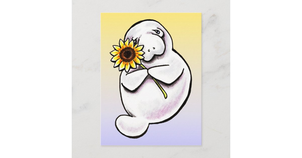 Sunny Manatee Off-Leash Art™ Postcard | Zazzle