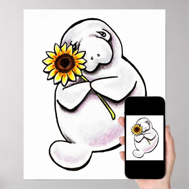 Sunny Manatee Off-Leash Art™ Poster | Zazzle