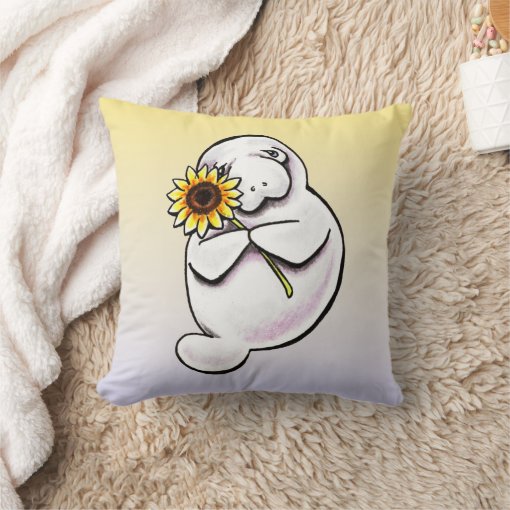 Sunny Manatee Off-Leash Art™ Throw Pillow | Zazzle