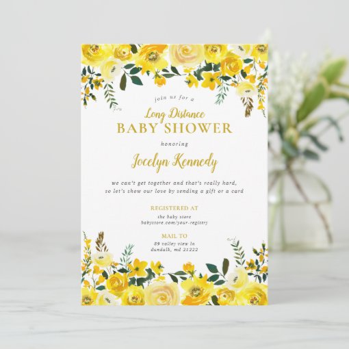 Sunny Meadow Floral Long Distance Baby Shower Invitation | Zazzle