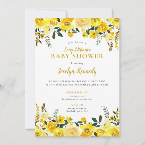 Sunny Meadow Floral Long Distance Baby Shower Invitation | Zazzle