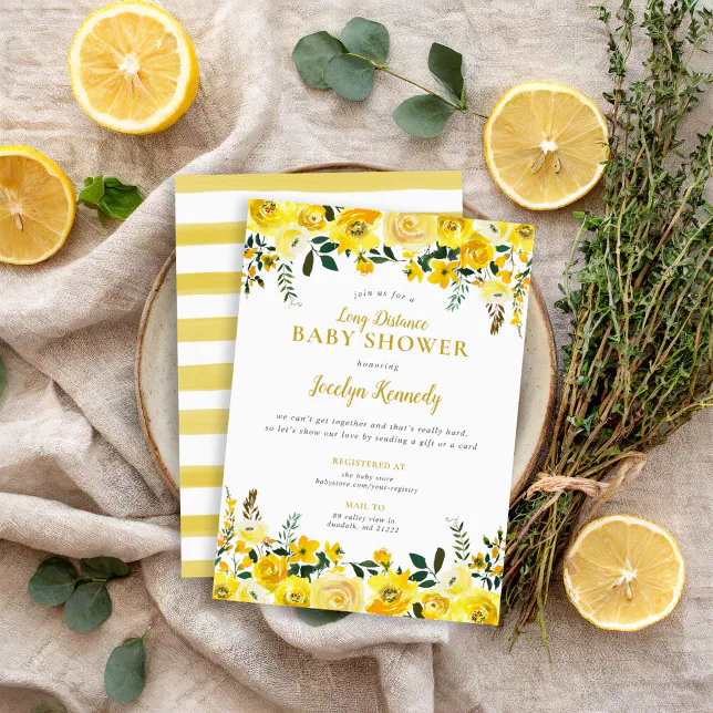 Sunny Meadow Floral Long Distance Baby Shower Invitation | Zazzle