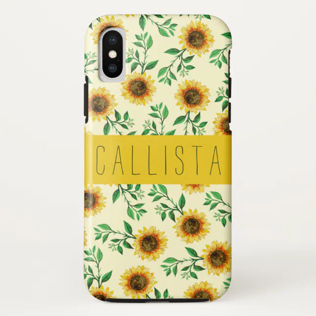 Sunny Neon Pastel Yellow Sunflowers Leaves Pattern Case-Mate iPhone ...