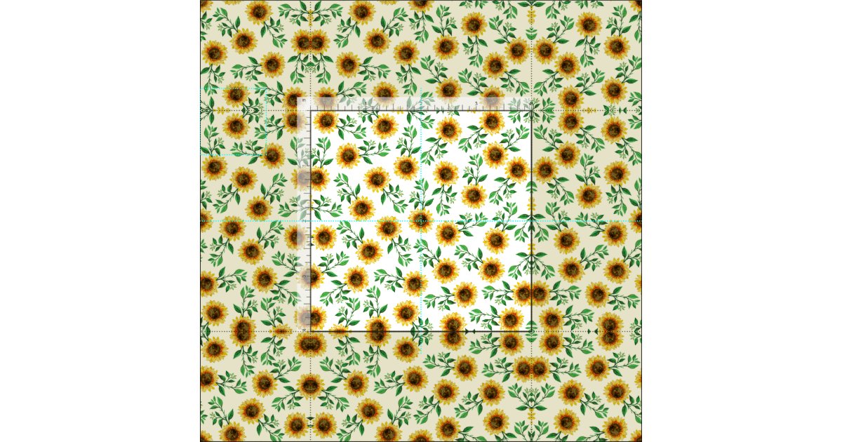 Sunny Neon Pastel Yellow Sunflowers Leaves Pattern Fabric | Zazzle