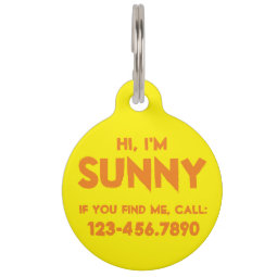 Sunny Personalized Yellow Summer Sun Sunshine Pet Name Tag | Zazzle