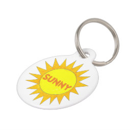 Sunny Personalized Yellow Summer Sun Sunshine Pet Name Tag | Zazzle