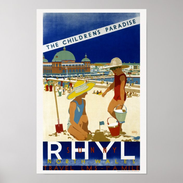 Sunny Rhyl North Wales 1935 Vintage Poster | Zazzle