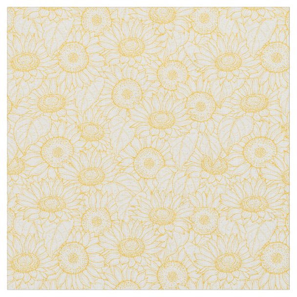 Yellow Sunflower Pattern Fabric | Zazzle