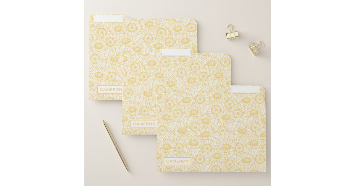 Sunny Sunflower Pattern File Folder | Zazzle