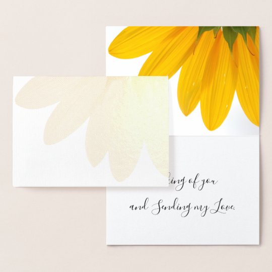 Sunny Sunflower Thinking of You Foil Card | Zazzle.com