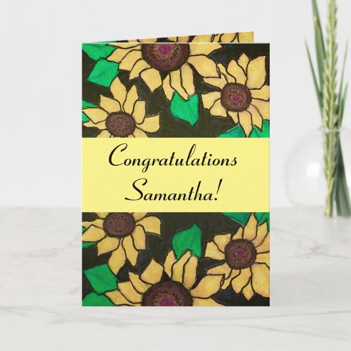 Sunny Sunflowers Graduation Congratulations Yellow Card | Zazzle.com