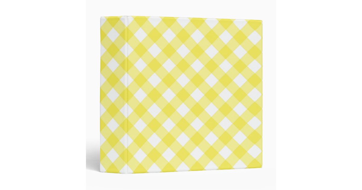 Sunny Yellow Gingham Binder | Zazzle