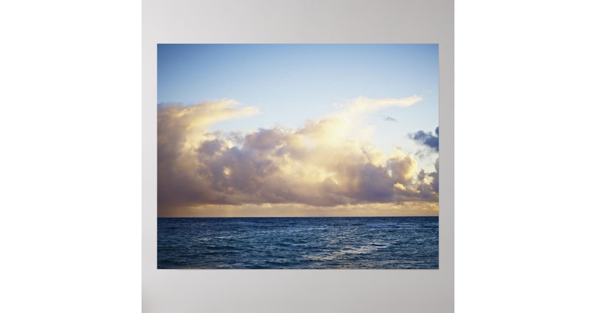 Sunrise and clouds over ocean poster | Zazzle