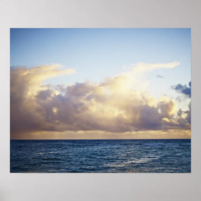 Sunrise and clouds over ocean poster | Zazzle