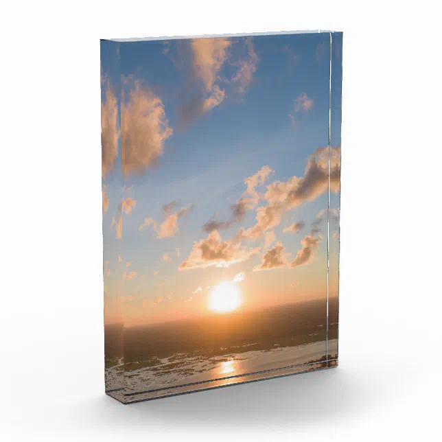 Sunrise Blue Sky Clouds Scenic Coastal Landscape Photo Block | Zazzle