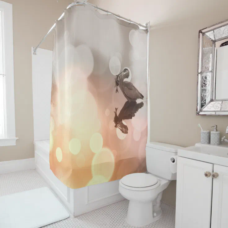 Sunrise Great Blue Heron Reflection Shower Curtain | Zazzle