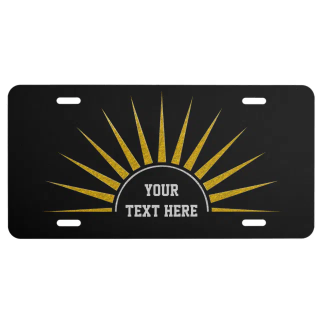 SUNRISE logo gold silver + your Backg. & ideas License Plate | Zazzle