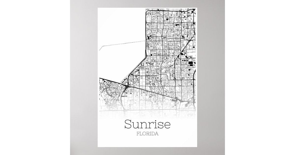 Sunrise Map - Florida - City Map Poster | Zazzle