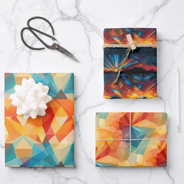 Sunrise Mosaic Geometric: New Beginnings Design Wrapping Paper Sheets ...