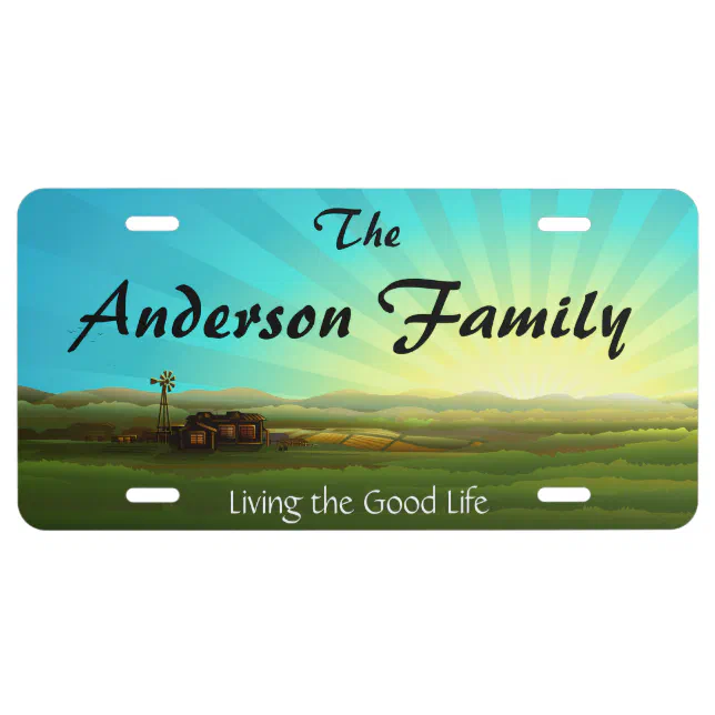 Sunrise on the Farm License Plate | Zazzle
