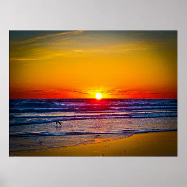 Sunrise Over Atlantic Ocean & Water Reflection Poster | Zazzle