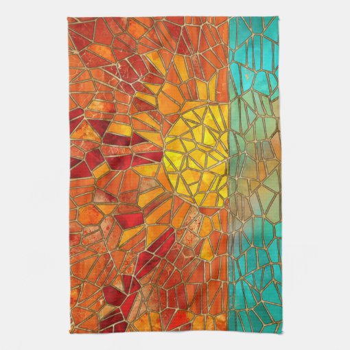 Sunrise over sea mosaic art kitchen towel | Zazzle