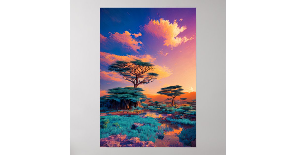 Sunrise Painting the African Landscape Poster | Zazzle