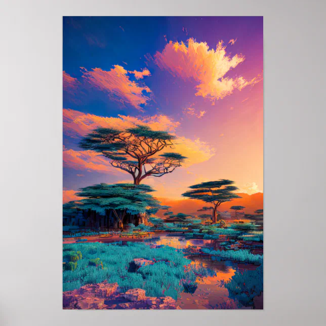 Sunrise Painting the African Landscape Poster | Zazzle